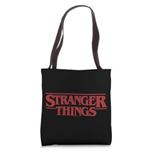 stranger things red bold logo tote bag