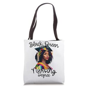 black queen with a nursing degree nurse dnp msn rn 2023 tote bag