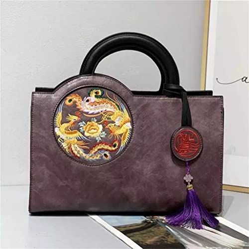 LHLLHL Winter Women's Tote Bag Chinese Style Retro Handbag Large Capacity Women's Shoulder Bag (Color : Gray, Size : 32(L)*24(H)*14(W) cm)