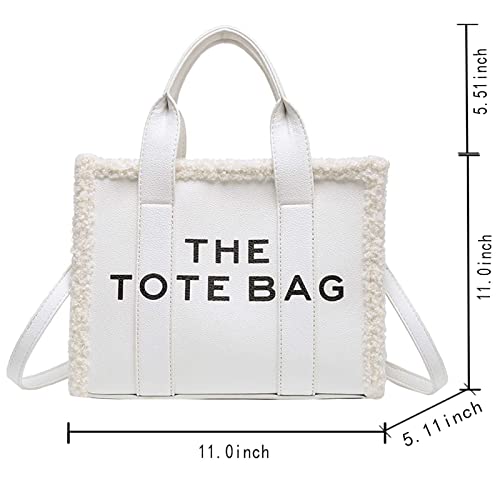 AyTotoro Tote Bag for Women Trendy Tote Bag Small Personalized PU Leather Top Handle Handbags Shoulder Bag Crossbody (White)