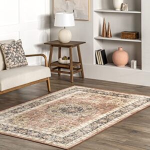 nuloom jessa faded medallion machine washable area rug, 8′ x 10′, peach