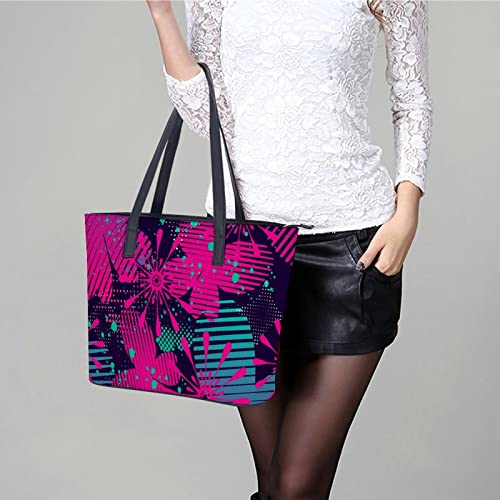 Womens Handbag Floral Butterfly Pattern Leather Tote Bag Top Handle Satchel Bags For Lady