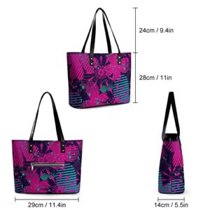 Womens Handbag Floral Butterfly Pattern Leather Tote Bag Top Handle Satchel Bags For Lady