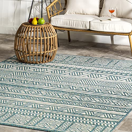 nuLOOM Abbey Tribal Striped Indoor/Outdoor Area Rug, 8' x 10', Green