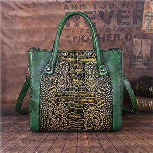 lhllhl vintage handmade ladies tote bag women large capacity handbag ladies embossed shoulder bag (color : e, size : 26(l)*27(h)*13(w) cm)