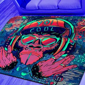 kids gaming decor rugs for boys room uv reactive blacklight area rug funny cool gorilla monkey bedroom rug glows playroom rugs large carpet game decor rug for living room bedroom 60×40 inch