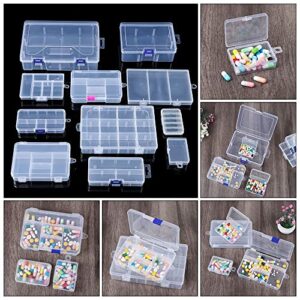 maxgoods Storage Box Square Clear Craft Bead Holder 12 Styles Plastic Home Organization Pill Storage Supply(5)