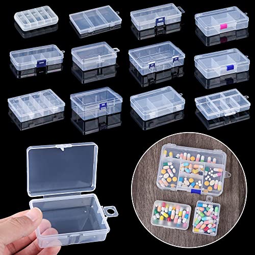 maxgoods Storage Box Square Clear Craft Bead Holder 12 Styles Plastic Home Organization Pill Storage Supply(5)