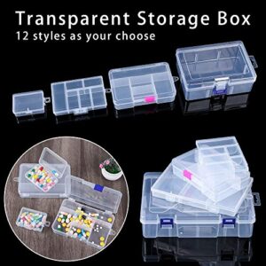 maxgoods Storage Box Square Clear Craft Bead Holder 12 Styles Plastic Home Organization Pill Storage Supply(5)