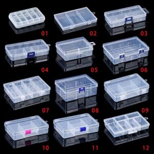 maxgoods Storage Box Square Clear Craft Bead Holder 12 Styles Plastic Home Organization Pill Storage Supply(5)