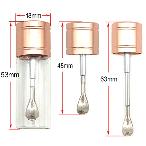 6 Pack Glass Pill Bottle Jar with Retractable Spoon Small Storage Bottle for Outdoor Camping Travel Portable Glass Vial