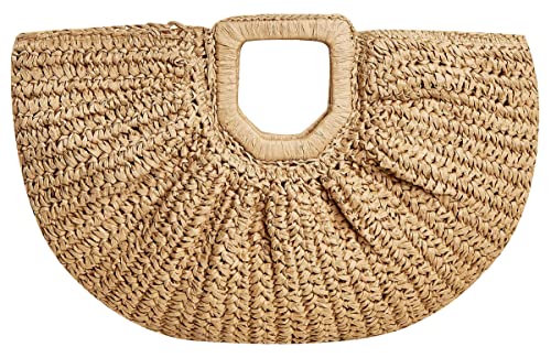 Straw Beach Bag for Womens Summer Handwoven Straw Travel Beach Tote Bags Stylish Straw Totes Handbags 2023