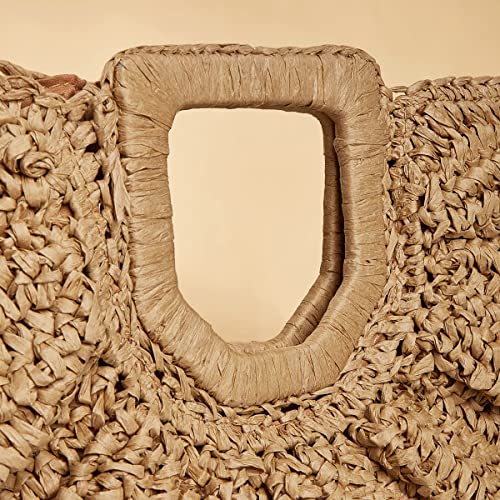 Straw Beach Bag for Womens Summer Handwoven Straw Travel Beach Tote Bags Stylish Straw Totes Handbags 2023