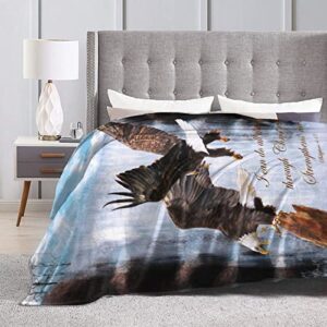 Eagles with Bible Verse Blanket Ultra Soft Flannel Throw Blanket Warm Cozy Blanket Gifts for Kids Adults All Season 80"X60"