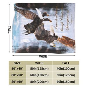 Eagles with Bible Verse Blanket Ultra Soft Flannel Throw Blanket Warm Cozy Blanket Gifts for Kids Adults All Season 80"X60"