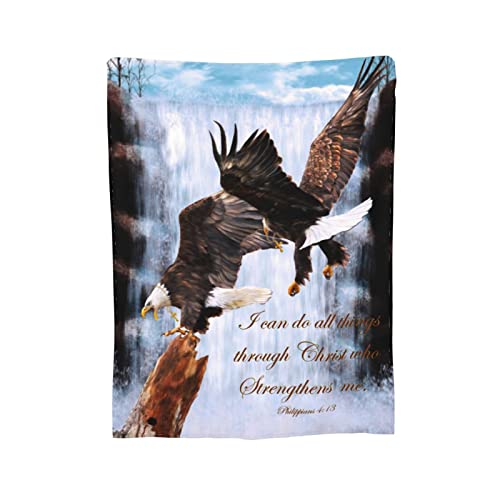 Eagles with Bible Verse Blanket Ultra Soft Flannel Throw Blanket Warm Cozy Blanket Gifts for Kids Adults All Season 80"X60"