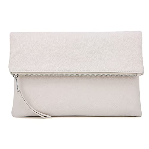 Earnda Clutch Purse for Women Foldover Elegant Evening bag Zipper Faux Leather Envelope Clutch for Party Prom Wedding Beige