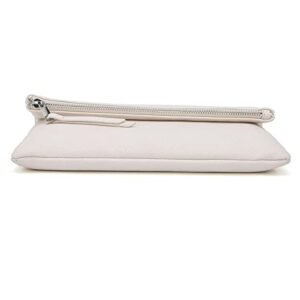 Earnda Clutch Purse for Women Foldover Elegant Evening bag Zipper Faux Leather Envelope Clutch for Party Prom Wedding Beige