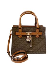 michael kors hamilton small satchel shoulder crossbody bag mk signature brown