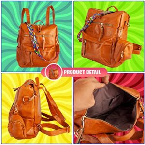 Backpack Purse for Women PU Leather Handbag Fashion Shoulder Purse Cute Lady Travel Bag with Adjustable Straps (Brown)