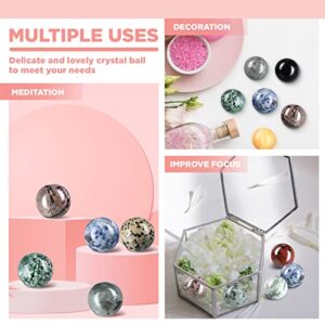 Nuenen 15 Pcs Gemstone Sphere Balls Crystals Bulk 1 Inch Polished Crystal Sphere Bulk Multi-Style Witch Ball Stones Gemstones Sphere Pocket Palm Crystals for Wicthcraft Meditation Reiki Balancing