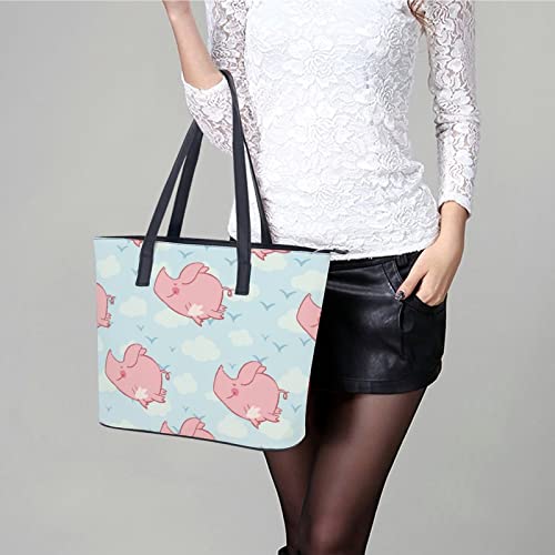 Womens Handbag Pigs Pattern Leather Tote Bag Top Handle Satchel Bags For Lady