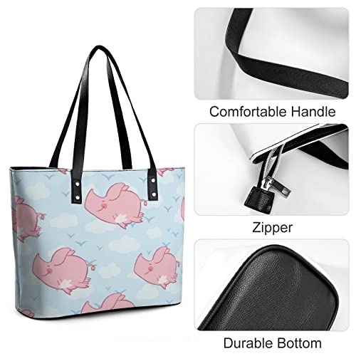 Womens Handbag Pigs Pattern Leather Tote Bag Top Handle Satchel Bags For Lady