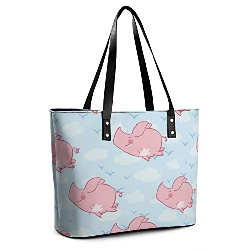 Womens Handbag Pigs Pattern Leather Tote Bag Top Handle Satchel Bags For Lady