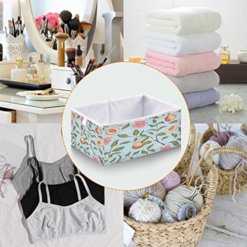 Kigai Lemon Peach Cube Storage Bins - 11x11x11 In Large Foldable Storage Basket Fabric Storage Baskes Organizer for Toys, Books, Shelves, Closet, Home Decor