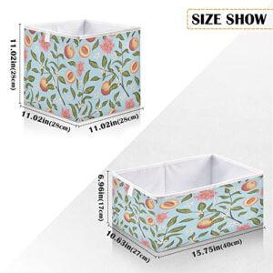 Kigai Lemon Peach Cube Storage Bins - 11x11x11 In Large Foldable Storage Basket Fabric Storage Baskes Organizer for Toys, Books, Shelves, Closet, Home Decor