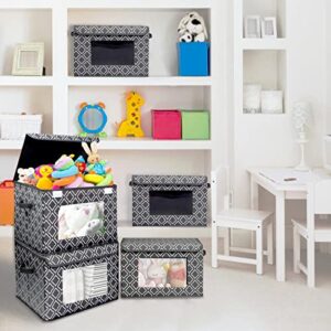 Large Collapsible Storage Bins with Lids, 17" x 12" x 12" Fabric Storage Cube Boxes Organizer Baskets with Reinforce Handles for Clothes, Toys, Books, Closet, Shelves, Kids Room, Office (4 Pack,Gray)