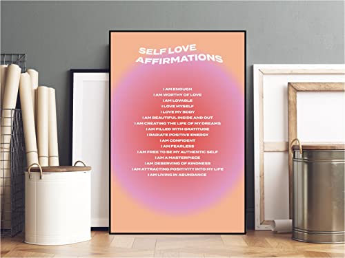 Affirmations Preppy Room Decor Aesthetic - 12x16 Inches Unframed Set of 3 Posters for Room Aesthetic - Inspirational Wall Art Room Decor for Teen Girls - Affirmation Wall Decor Living Room - Abstract Wall Art Bedroom - Apartment Decor - Pink Room Decor -