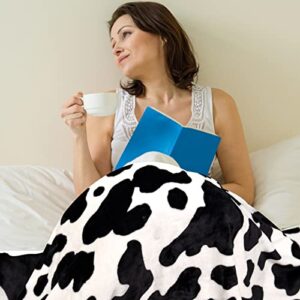 Cow Print Blanket Super Soft Blanket Plush Blanket for All-Season, Throws for Daughter Adults Students Teen, Black, 50"x60"