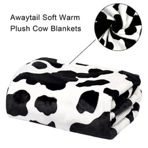 Cow Print Blanket Super Soft Blanket Plush Blanket for All-Season, Throws for Daughter Adults Students Teen, Black, 50"x60"