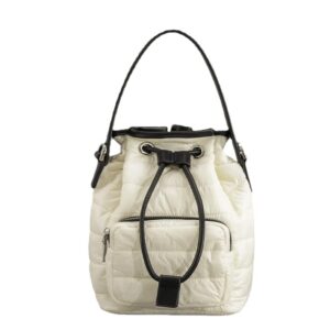 Bucket Bag Puffer Tote Bag Fashion Quilted Crossbody Bag for Women Puffy Purse Messenger Handbags Down Padded Shoulder Bag (white)