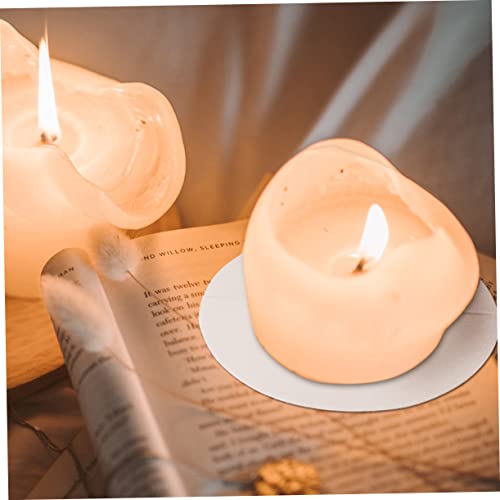 Didiseaon 180 Pcs Candle Tray Home Candles Office Tables for Home Accessory Tray Memorial Candlelight Disc Drip Protective Plate Candles Tray for Wax Removal Aluminum Foil White Paper Tray