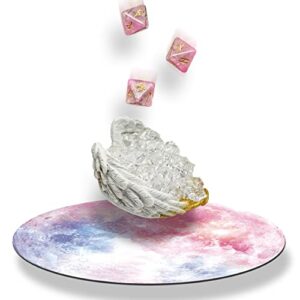 knana angel wings set – pink viking rune dice with starry sky pendulum board – fake ice cubes acrylic crushed stones for coffee table home decorations – pink – 6pcs