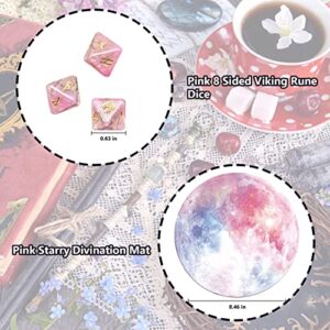 knana Angel Wings Set - Pink Viking Rune Dice with Starry Sky Pendulum Board - Fake Ice Cubes Acrylic Crushed Stones for Coffee Table Home Decorations - Pink - 6PCS