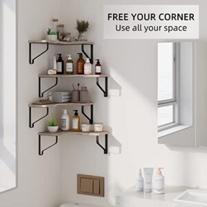 MOLYHOM Wood Floating Corner Shelves, Wall Shelves for Bedroom, 4 Sets of Wall Mounted Shelf.