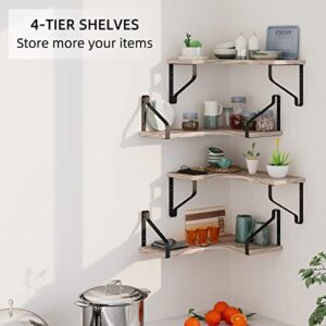 MOLYHOM Wood Floating Corner Shelves, Wall Shelves for Bedroom, 4 Sets of Wall Mounted Shelf.