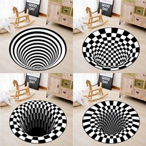 3D Vertigo Carpet, Round Floor Mat Living Room Coffee Table Carpet Home Floor Mat,Pattern 2，Diameter 60cm