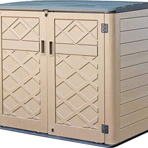 HOMSPARK Horizontal Storage Shed Weather Resistance, Multi-Purpose Outdoor Storage Box for Backyards and Patios, 38 Cubic Feet Capacity for Bike, Lawnmower, Trash Cans, Patio Accessories(Brown)