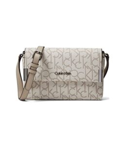 calvin klein key item flap signature crossbody vanilla/khaki/mushroom processing processing