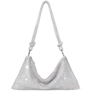 bostanten rhinestone purse sparkly bag silver diamond purses for women upgrade evening prom rhinestone handbag hobo bag