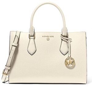 michael michael kors women’s valerie pebbled leather satchel cream, medium