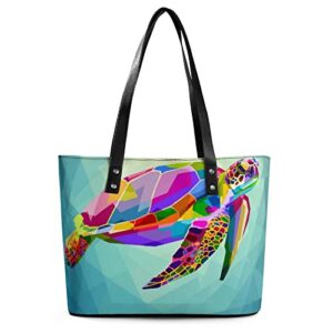 womens handbag turtle underwater leather tote bag top handle satchel bags for lady