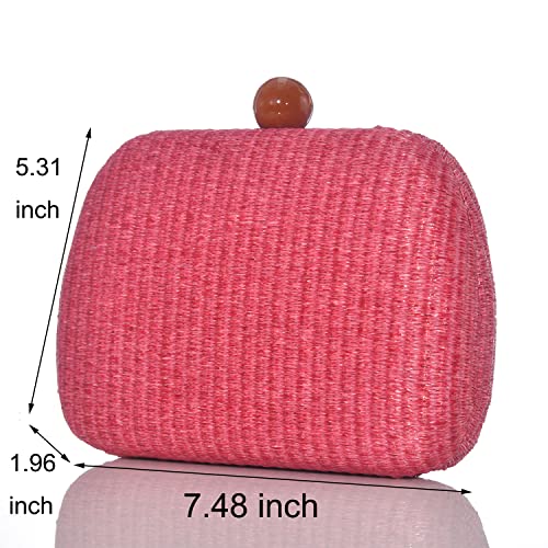 Womens Straw Clutch Bag Modern Evening Bag for Special Date and Beach Crossbody Bag