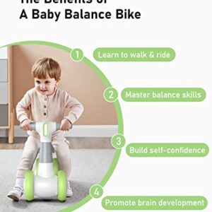 Lillilook Baby Balance Bike for Toddlers 1-3 Years Old, Riding Toys with 4 Wheels for Chilren Age 2, No Pedal Anti-Drop Baby Walker Bicycle, Kids First Bike Birthday Gift, for Boys Girls