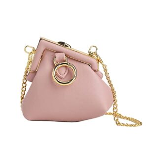 clothium mini women crossbody bags,pu leather shoulder bag with metal clasp closure (pink)