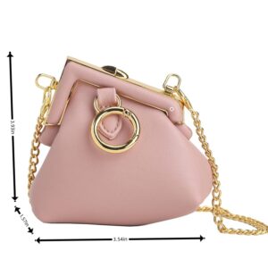 CLOTHIUM MINI Women Crossbody Bags,PU Leather Shoulder Bag with Metal Clasp Closure (pink)